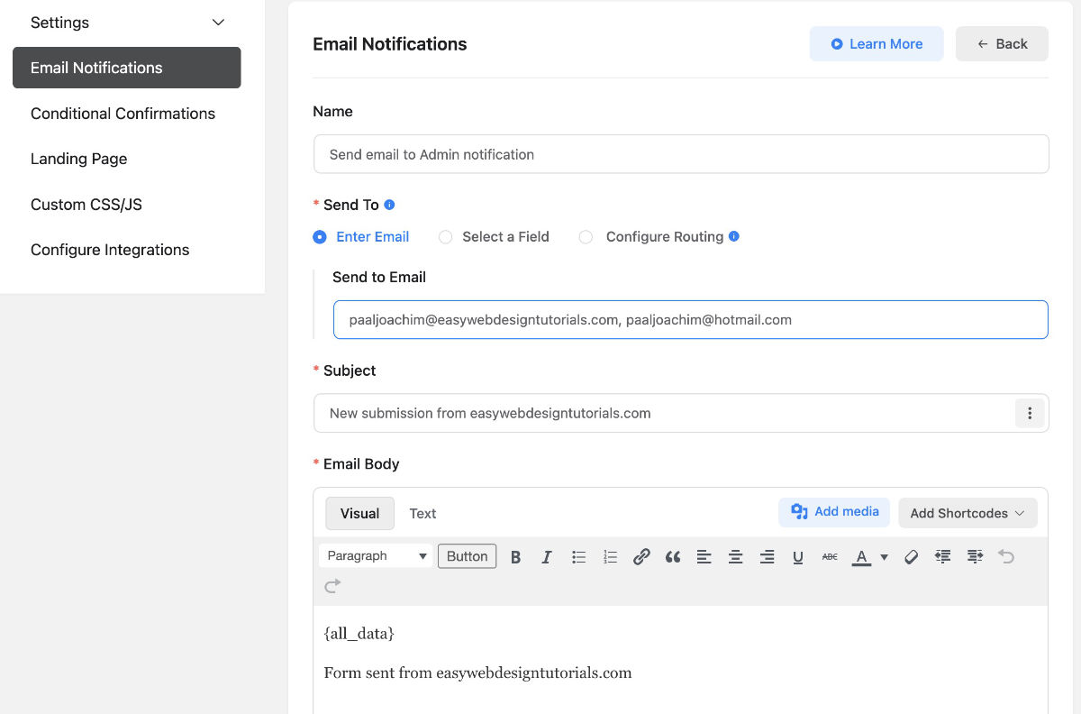Setting Up Fluent Forms Plugin Easy Web Design Tutorials 7154