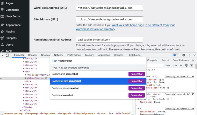 How to take a screenshot in Brave and Chrome browsers - Easy Web Design Tutorials