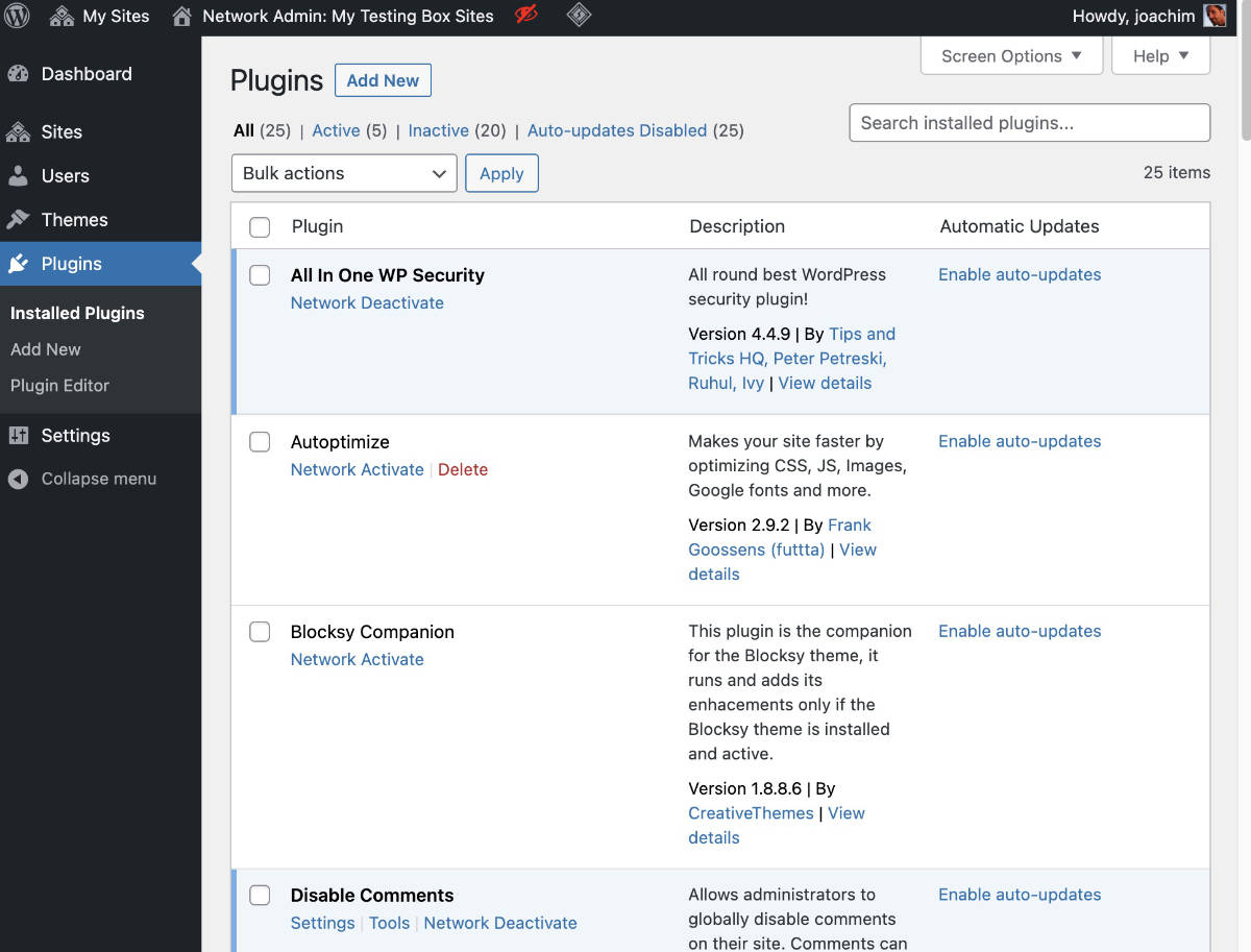 The WordPress Network Multisite user interface - Easy Web Design Tutorials